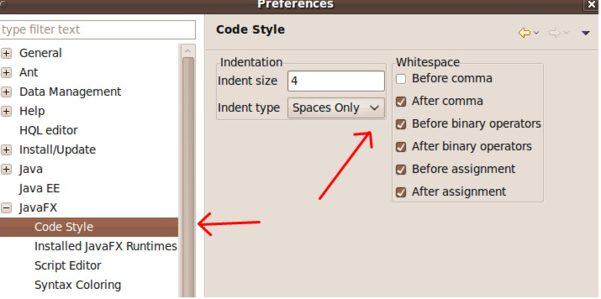 Exadel JavaFX Plug-in for Eclipse preferences page [in pictures] – Max Katz