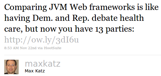 JVM Web Frameworks Comparison – reply to JSF scoring – Max Katz